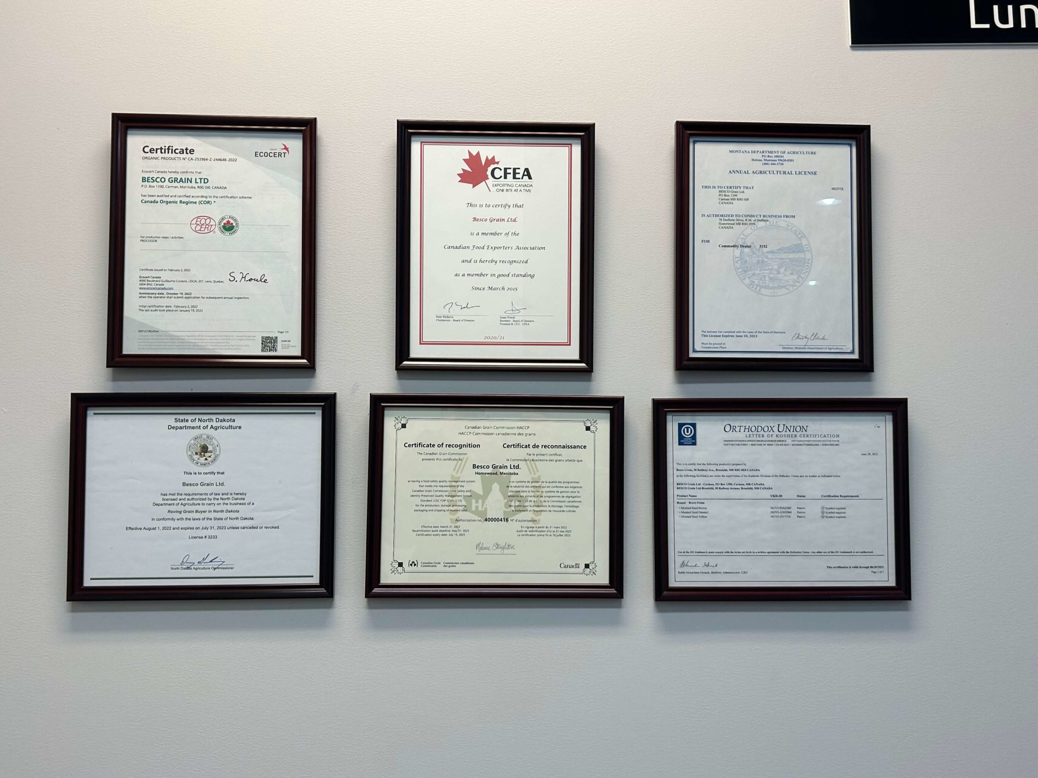 Quality and Food Safety - Besco Grain